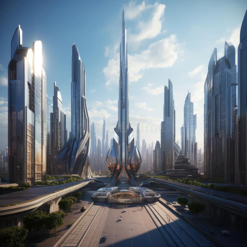 A Group of Skyscrapers of the Future Stock Illustration - Illustration ...