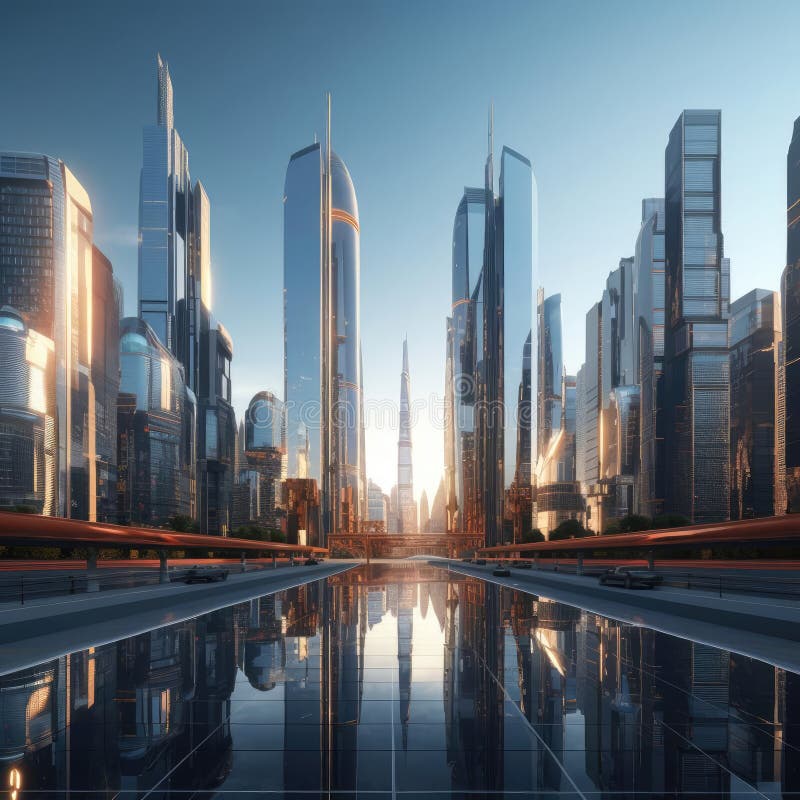A Group of Skyscrapers of the Future Stock Illustration - Illustration ...