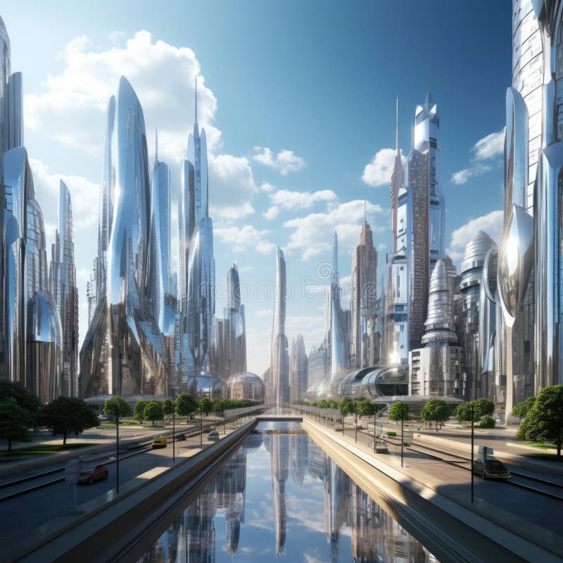 A Group of Skyscrapers of the Future Stock Illustration - Illustration ...