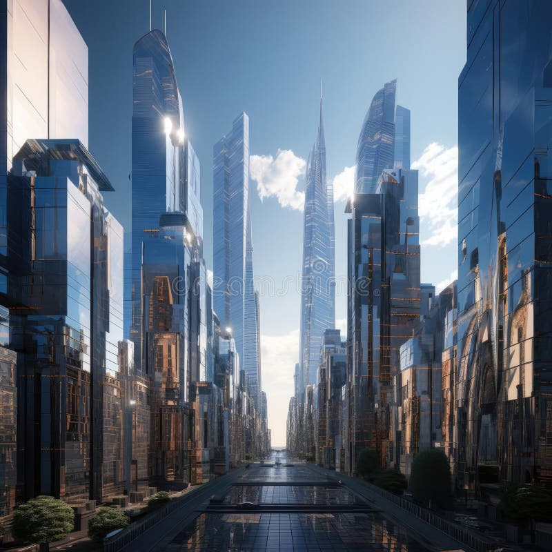 A Group of Skyscrapers of the Future Stock Illustration - Illustration ...