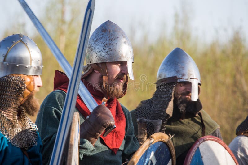 Slav Warriors in Reenactment Battle Editorial Stock Photo - Image of ...