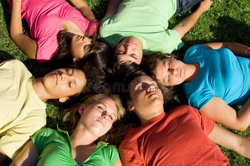 Group sleeping teenagers stock image. Image of diverse - 2396619