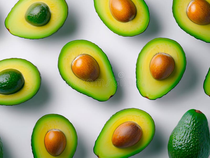 A Group of Sliced Avocados on a White Surface Stock Image - Image of ...