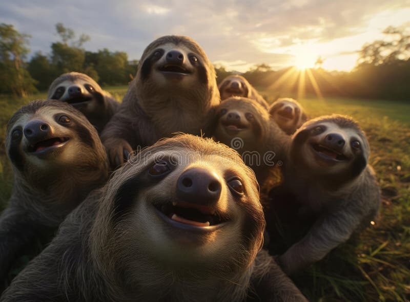 A group of sloths stock image. Image of element, wild - 289736517