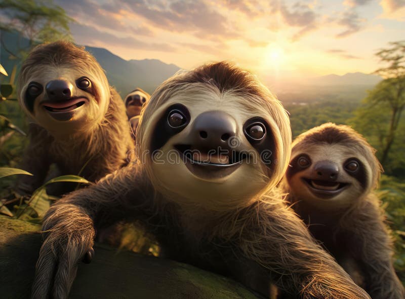 A group of sloths stock photo. Image of collection, hang - 289740814