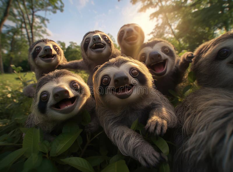 A group of sloths stock illustration. Illustration of element - 289741066
