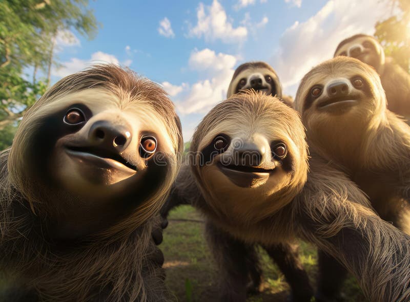 A group of sloths stock photo. Image of hand, slow, tree - 289756350