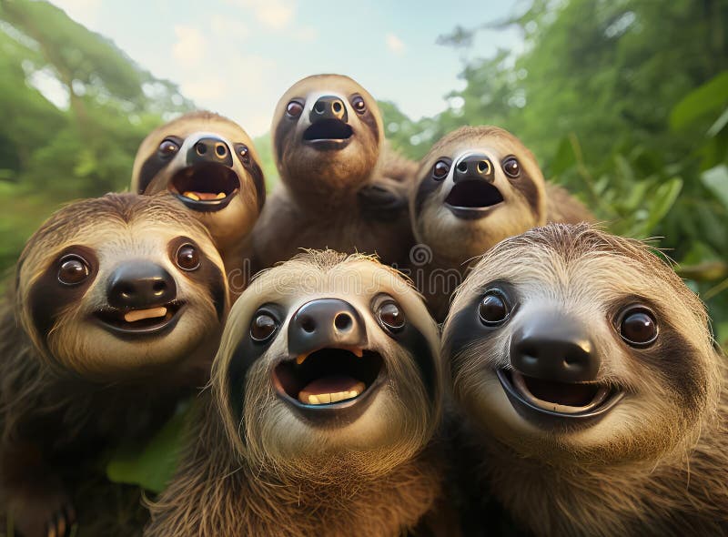 A group of sloths stock image. Image of jungle, cute - 289756799