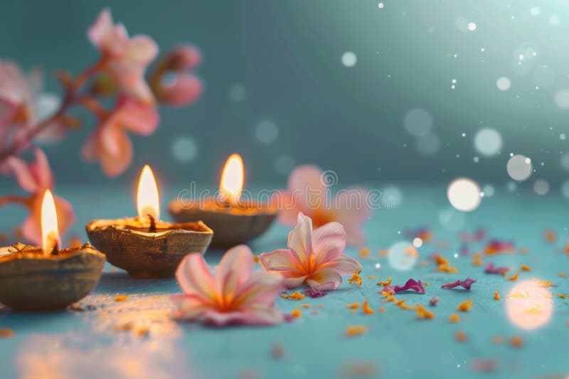 A Group of Small Candles Sit on a Table, Providing Soft Lighting Stock ...