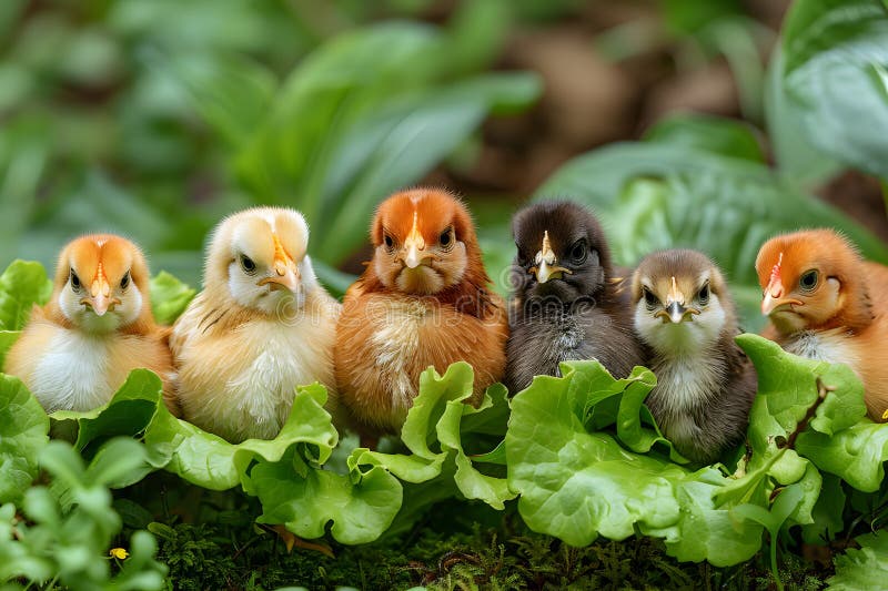 Small Chickens Perched on Lush Green Field Generative AI Stock Photo ...