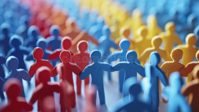 A Group of Small Colored Paper People Holding Hands, AI Stock Photo ...