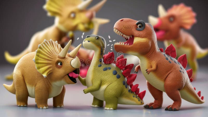 A Group of Small Dinosaurs with Different Colors and Sizes, AI Stock ...
