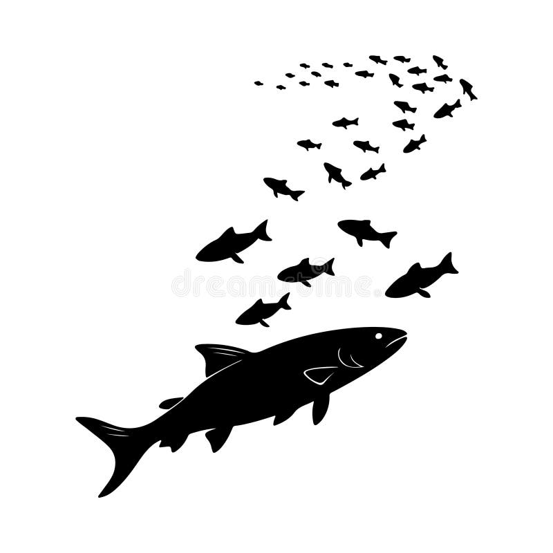 Group of Small Fish Swimming in Harmony Silhouette Stock Vector ...