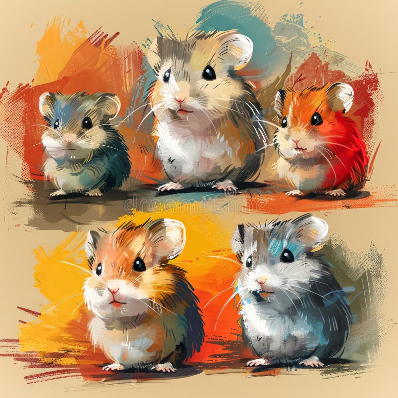 Group of Small, Furry Animals with Different Colors and Sizes Stock ...