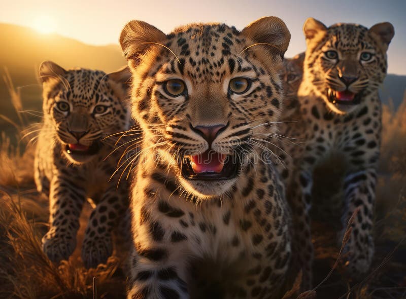 A group of small leopards stock photo. Image of outdoor - 289757722