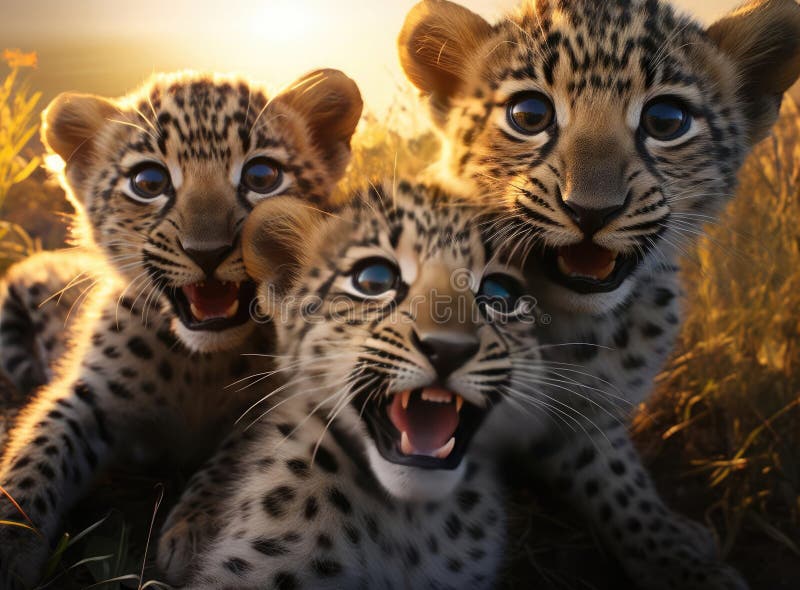 A group of small leopards stock photo. Image of asia - 289758448