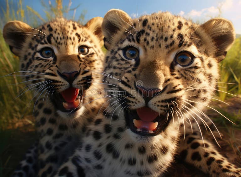 A group of small leopards stock image. Image of tree - 289765463