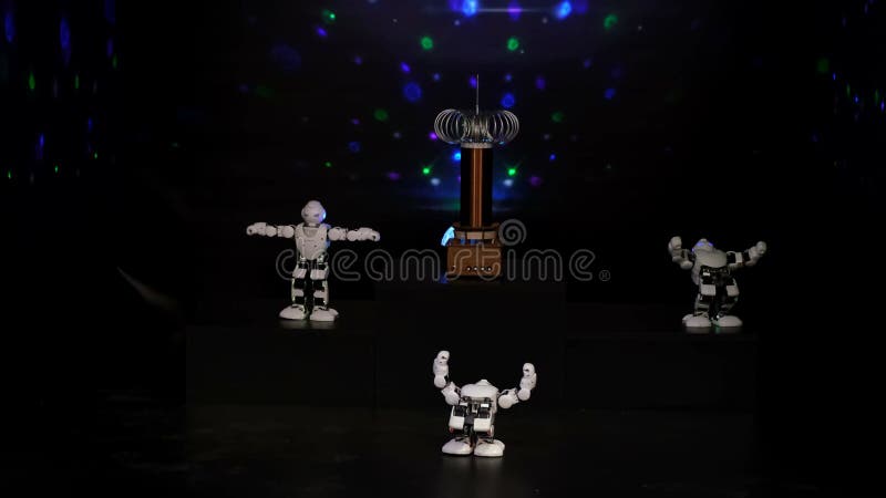 A Group of Small Robots Dance at the Exhibition. Stock Video - Video of ...