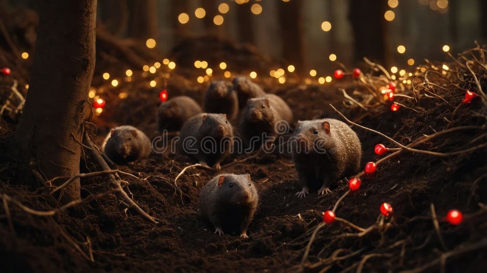 Charming Group of Dark-Furred Rodents in Enchanting Forest Setting ...