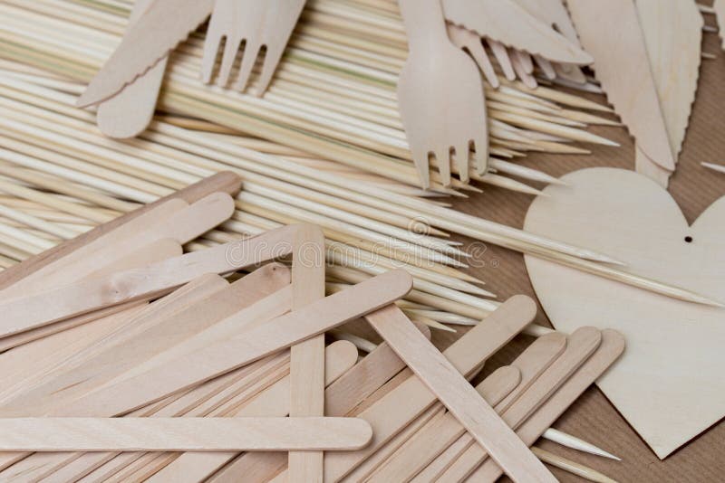 Group of Small Wooden Objects Stock Image - Image of closeup, fork ...