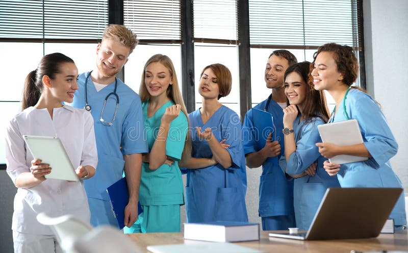 Group of Smart Medical Students with Gadgets Stock Photo - Image of ...