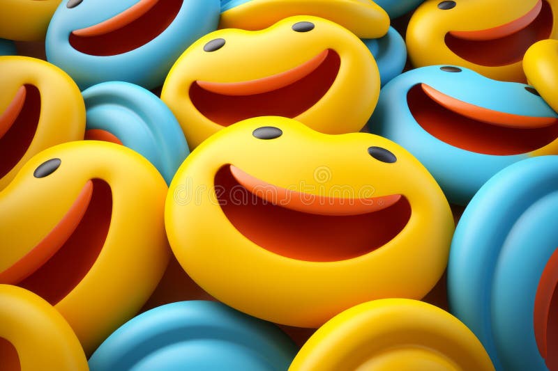 A Group of Smiley Faces are Arranged in a Circle Stock Illustration ...