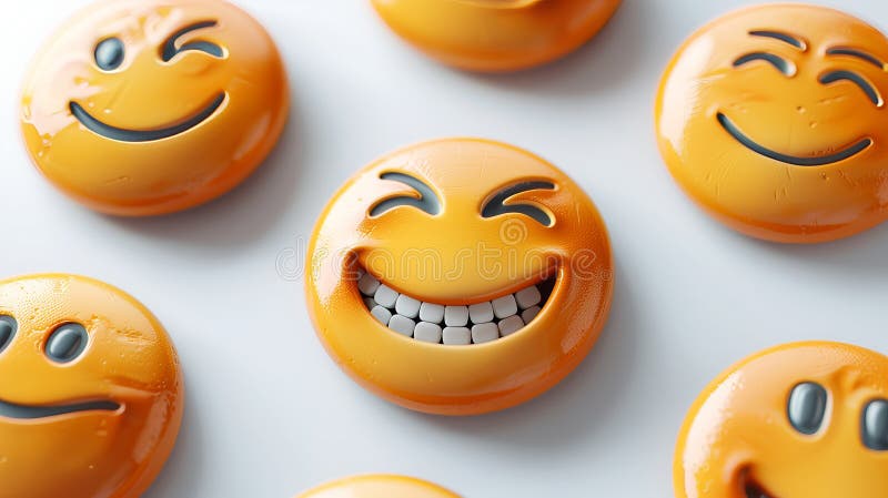 Stack of Smiling Faces on White Surface Happy, Colorful, and Artistic ...