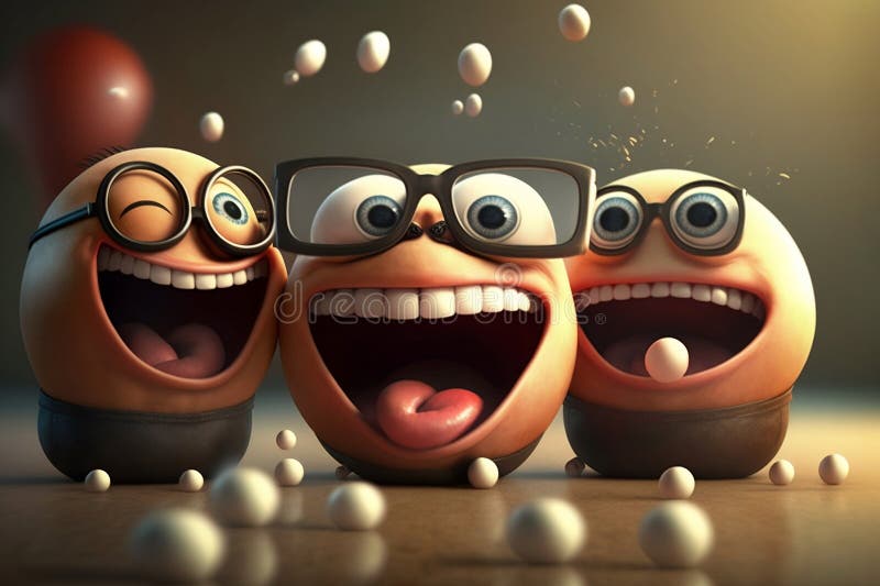 Group of Smiling Cartoon Characters in Glasses. Greeting Card Concept ...