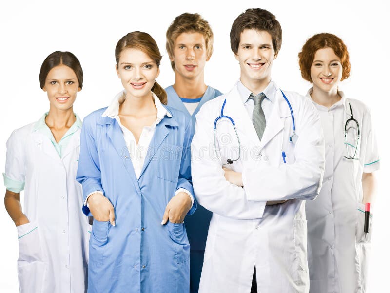 Group of Smiling Doctors on White Background Stock Photo - Image of ... Group of Smiling Doctors on White Background Stock Photo - Image of ...