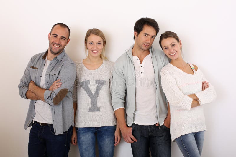 Group of Smiling Friends Isolated Stock Image - Image of european, wall ...