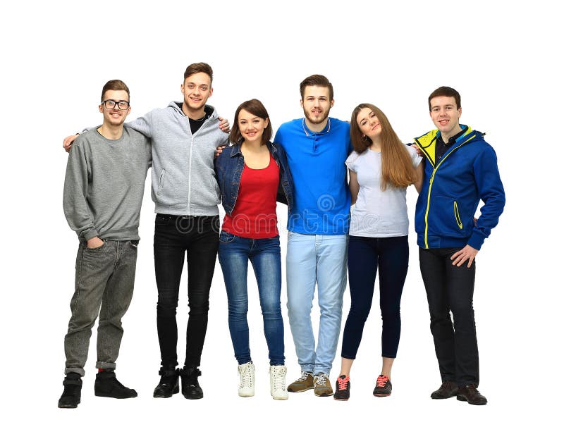 Group of Smiling Friends Staying Together Stock Image - Image of ...