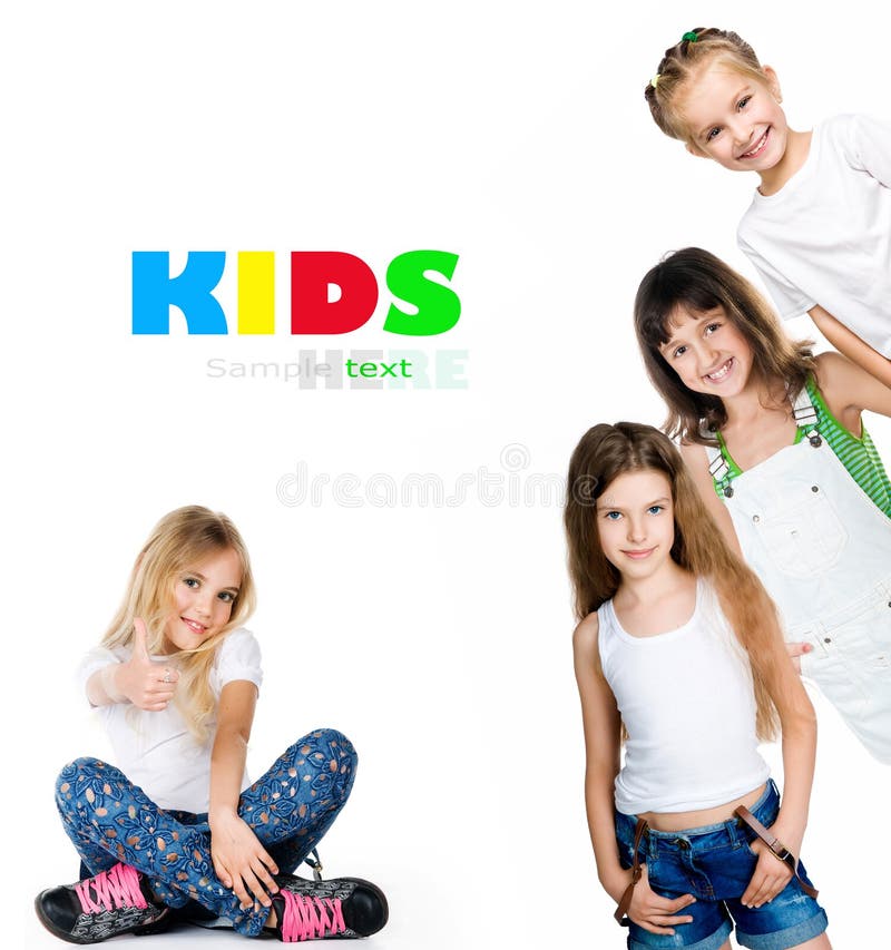 Smiling Girls in White T-shirts Stock Image - Image of friendship ...