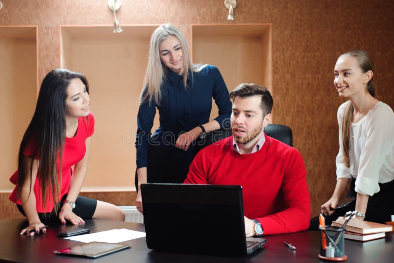 Group of Smiling Inspired Young Business People Working Together Stock ... Group of Smiling Inspired Young Business People Working Together Stock ...