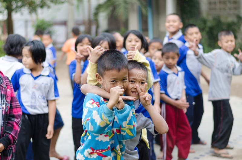 Group of Smiling Rustic Students Editorial Stock Photo - Image of ...