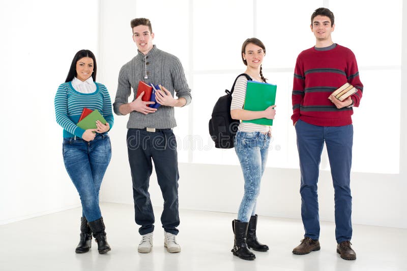 Group of Smiling Students with Books Stock Image - Image of women ...