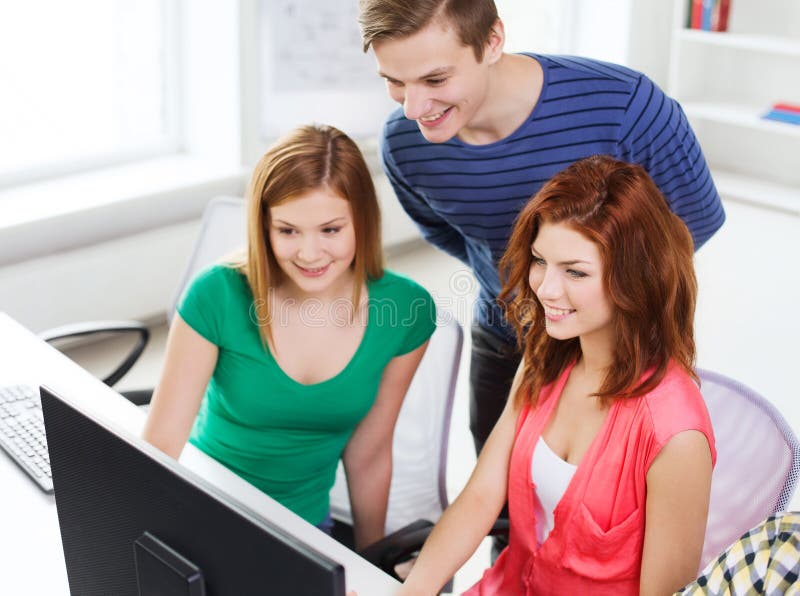 Group of Smiling Students Having Discussion Stock Image - Image of ...