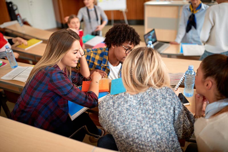 Group of Students Learning in Classroom Stock Photo - Image of happy ...