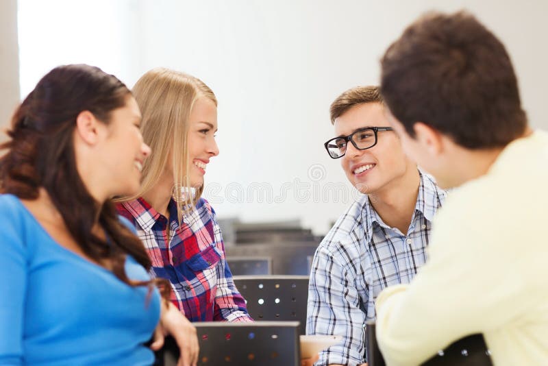Group of Smiling Students in Lecture Hall Stock Image - Image of ...