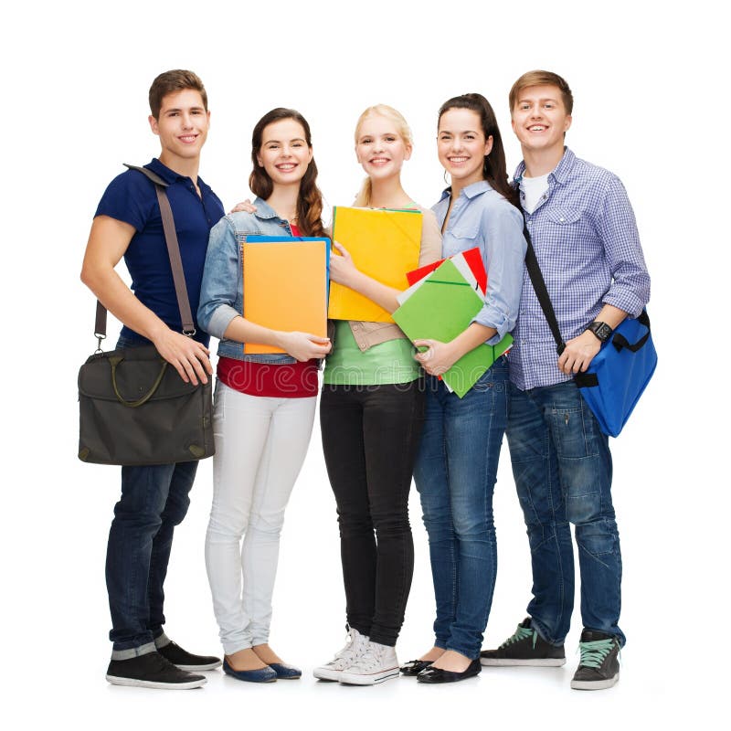 Group of Smiling Students Standing Stock Photo - Image of pretty ...