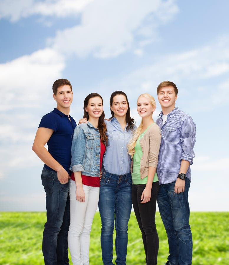 Group of Smiling Students Standing Stock Image - Image of education ...