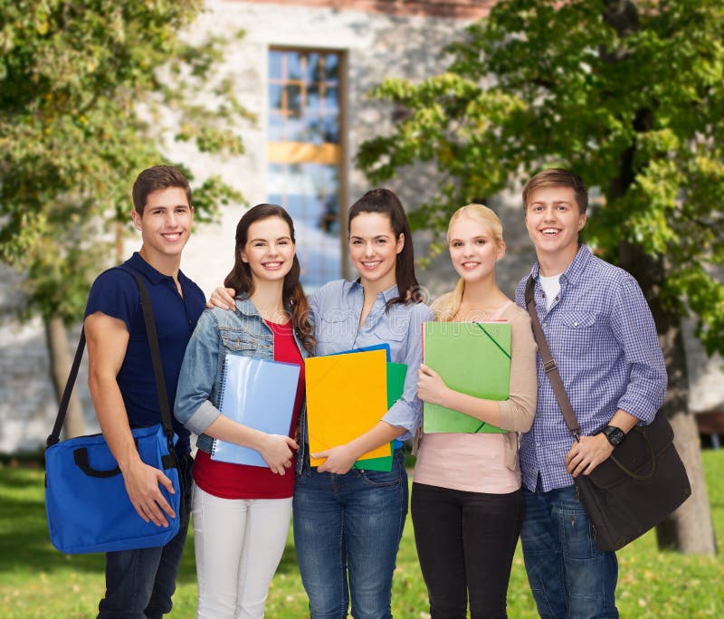 Group of Smiling Students Standing Stock Photo - Image of positive ...