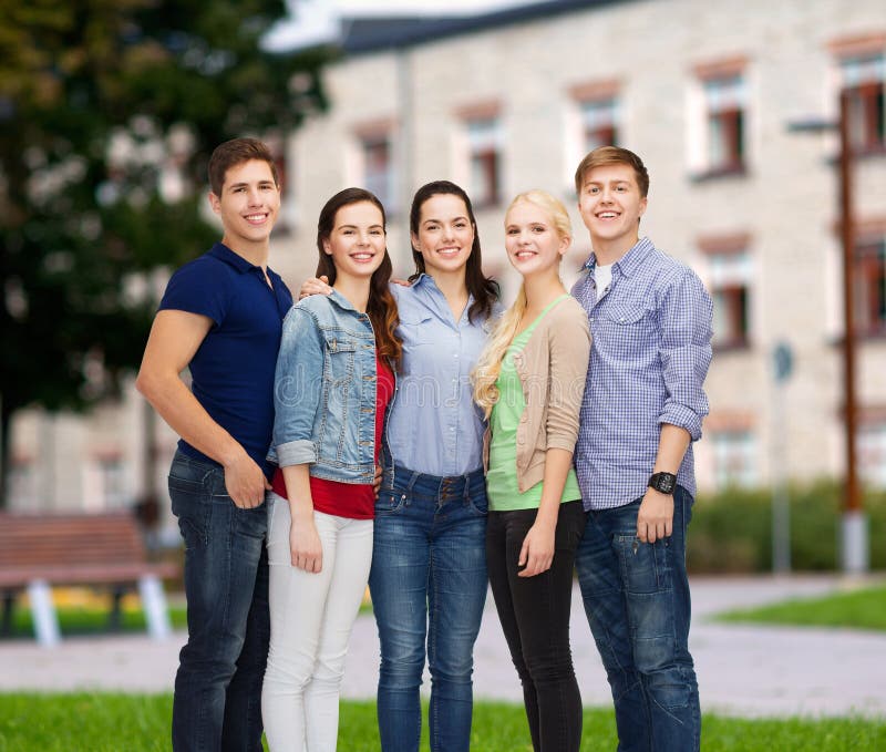Group of Smiling Students Standing Stock Photo - Image of boys, happy ...