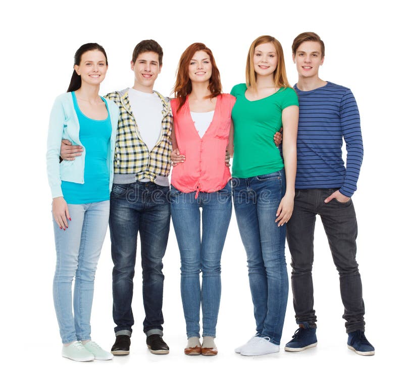Group of Smiling Students Standing Stock Photo - Image of scholar ...