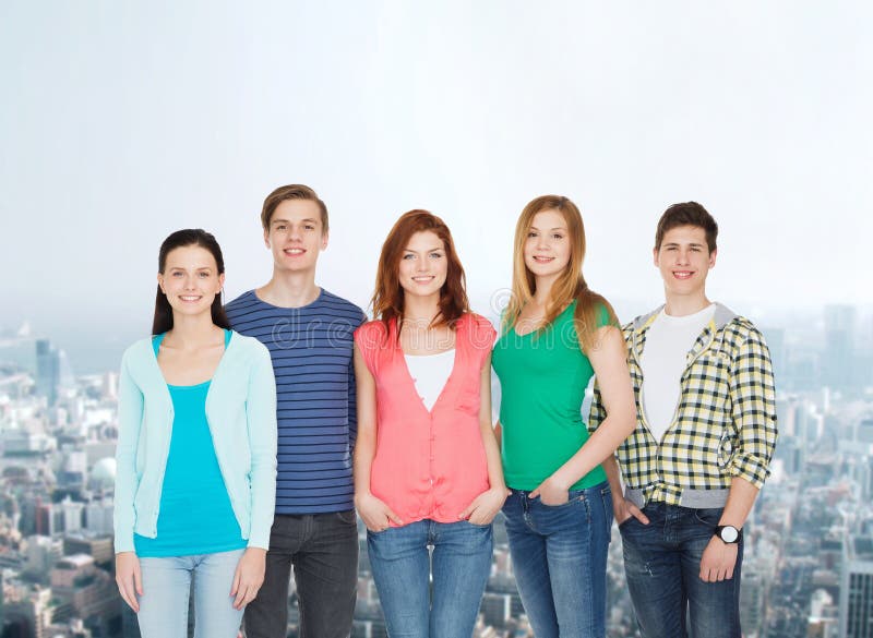 Group of Smiling Students Standing Stock Image - Image of boys, people ...