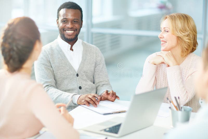 Having Fun at Working Meeting Stock Image - Image of businessman ...