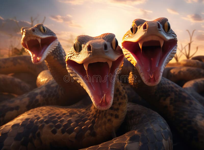 A Group of Snakes Looking at the Camera Stock Illustration ...