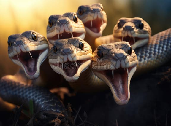 A Group of Snakes Looking at the Camera Stock Illustration ...