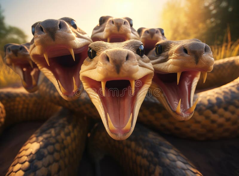 A Group of Snakes Looking at the Camera Stock Illustration ...