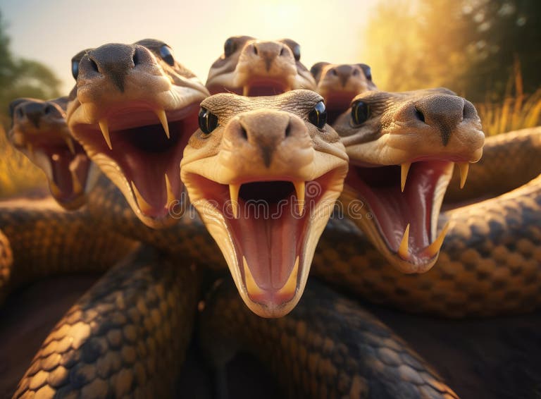 A Group of Snakes Looking at the Camera Stock Illustration ...