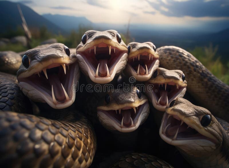 A Group of Snakes Looking at the Camera Stock Illustration ...